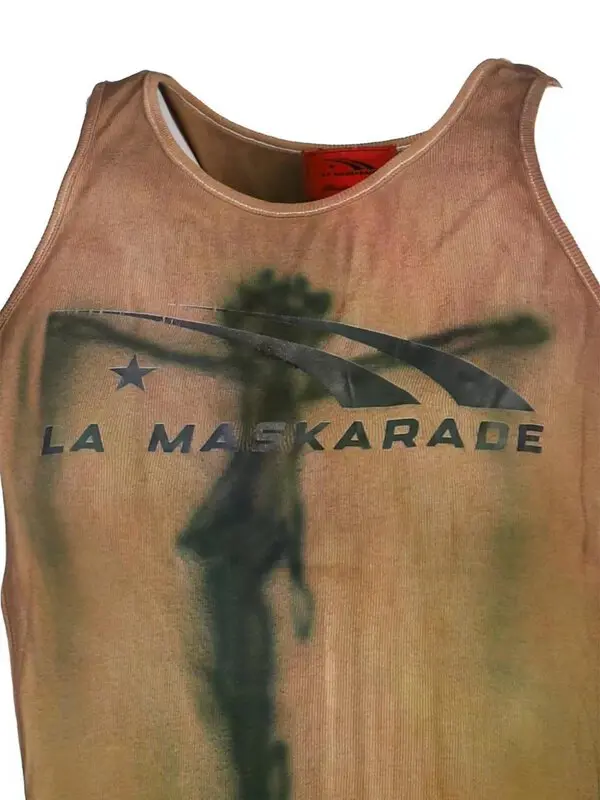 LA MASKARADE Distressed Logo-print Tank Top