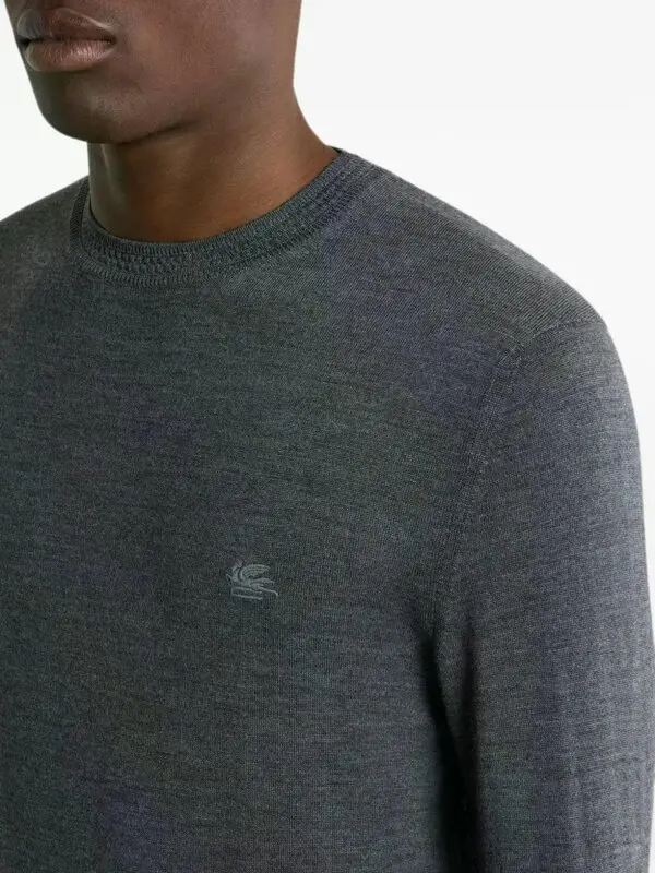 Etro Wool And Silk Sweater With Pegaso-embroidery