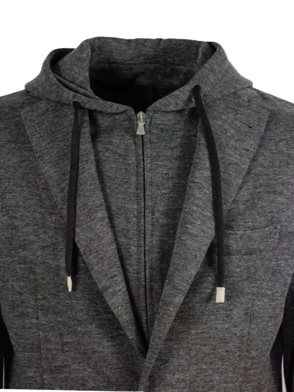 Eleventy Hooded Melange-effect Jacket - Grey