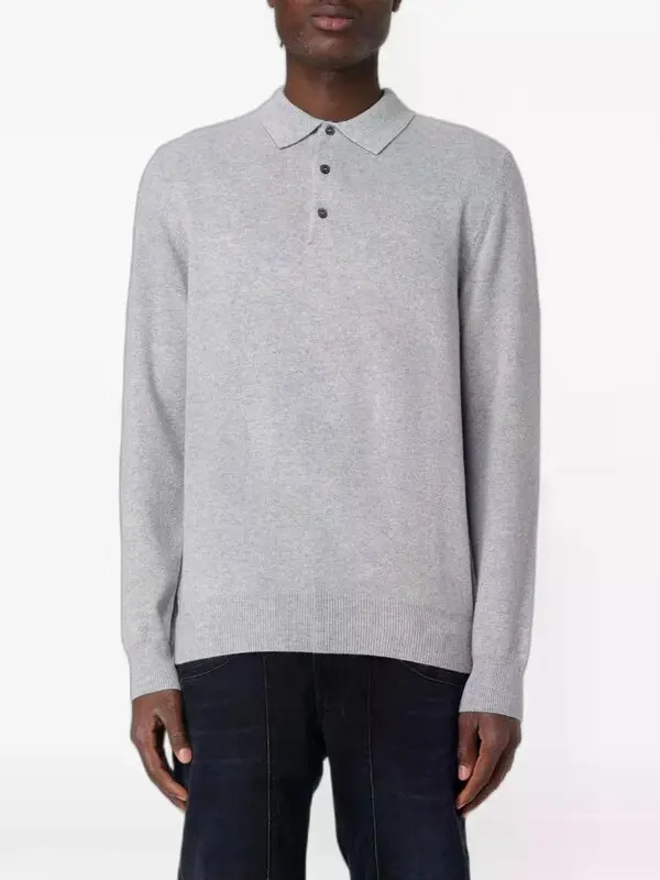 XC Fine-knit Long-sleeve Polo Shirt - Grey