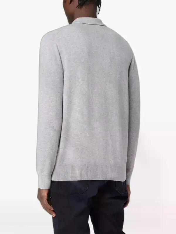 XC Fine-knit Long-sleeve Polo Shirt - Grey
