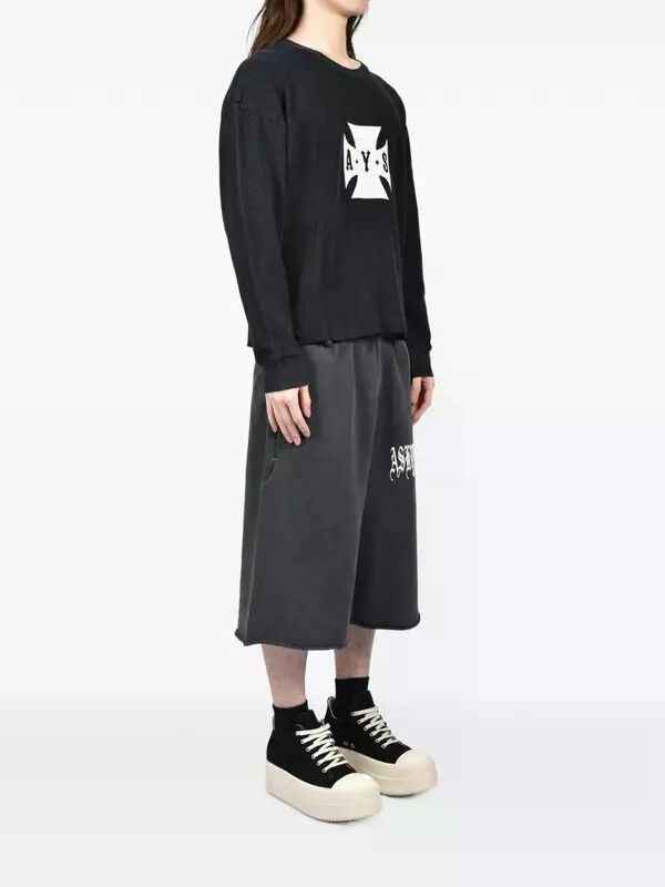 ASKYURSELF Logo-print Distressed Shorts