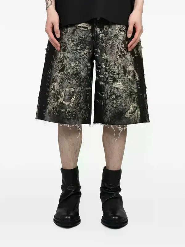 THUG CLUB Washed Distressed Denim Shorts