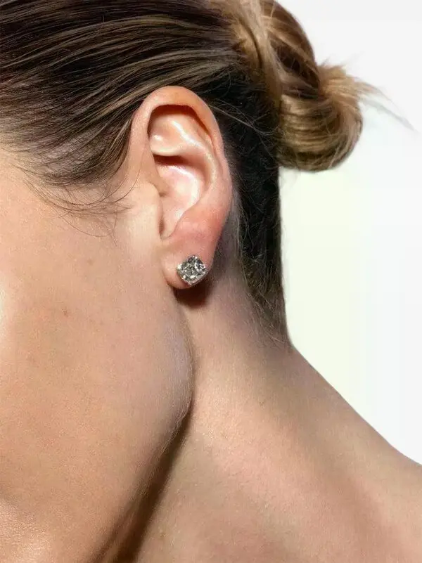 WITH LOVE Lab-grown Diamond Old-mine Stud Earrings - Silver