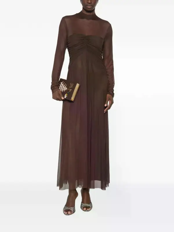 TWINSET Sheer-panel Ruched Maxi Dress