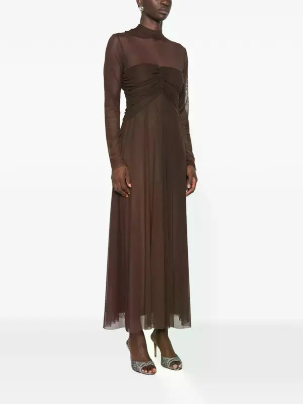 TWINSET Sheer-panel Ruched Maxi Dress
