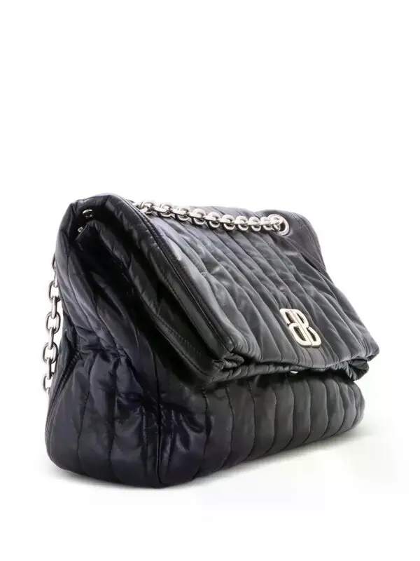 Balenciaga Monaco Chain Flap Quilted Leather Shoulder Bag
