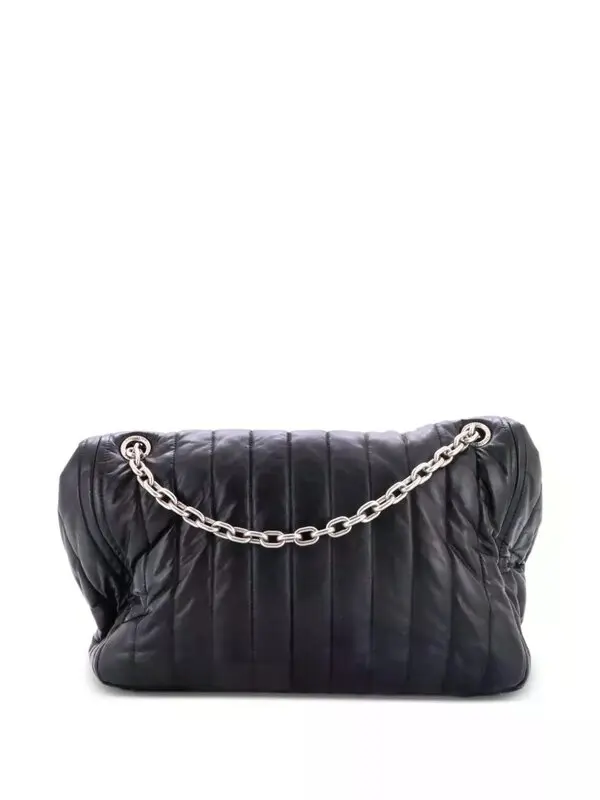 Balenciaga Monaco Chain Flap Quilted Leather Shoulder Bag - Black