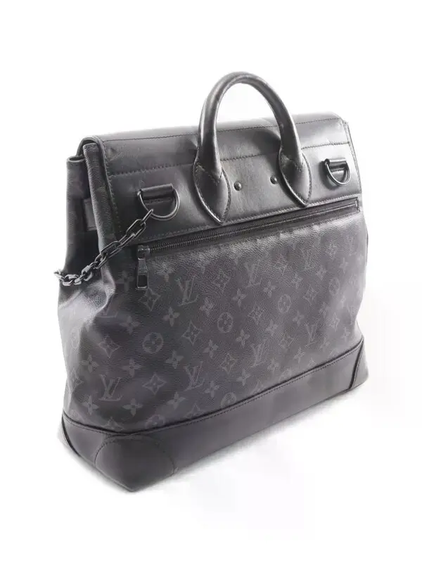 LOUIS VUITTON Monogram Eclipse Steamer Tote Bag - Black