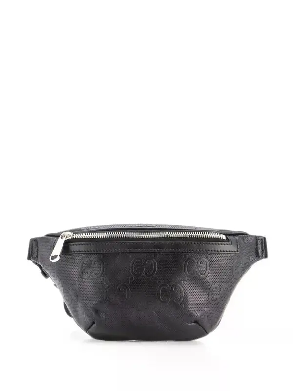 Gucci Gg Embossed Perforated Leather Small Belt Bag - Black
