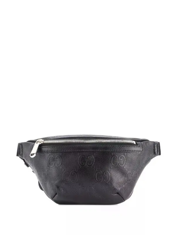 Gucci Gg Embossed Perforated Leather Small Belt Bag - Black