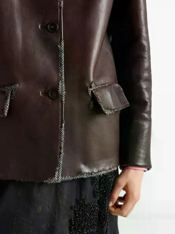 Prada Bonded Nappa-leather And Chevron Shetland Wool Jacket