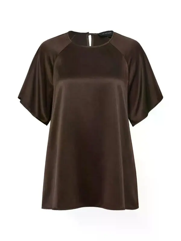LEE MATHEWS Stella Satin-finish Raglan-sleeve Top - Brown