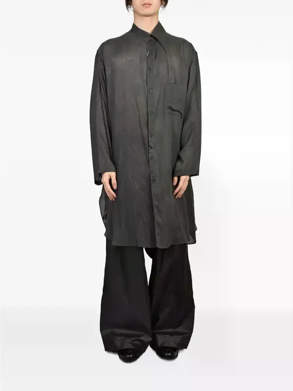 Yohji Yamamoto Asymmetric-collar Long Shirt - Black