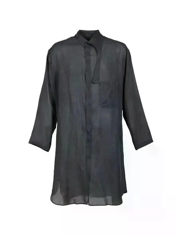 Yohji Yamamoto Asymmetric-collar Long Shirt - Black