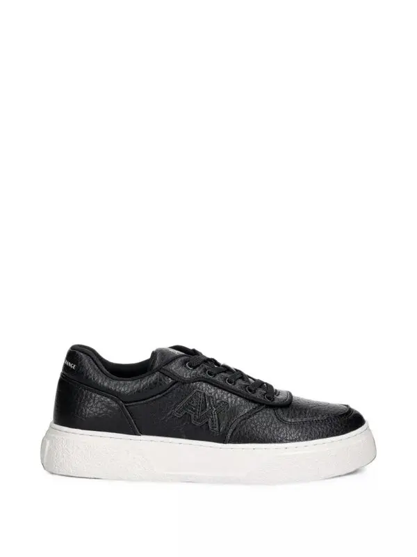 Armani Exchange Logo-patch Pebbled Sneakers - Black