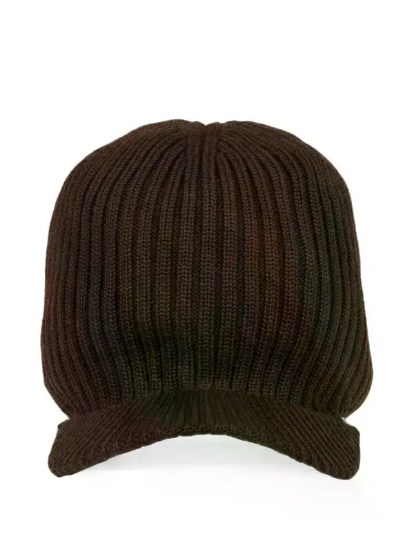 WALES BONNER Ribbed-knit Peaked-brim Beanie Hat - Brown