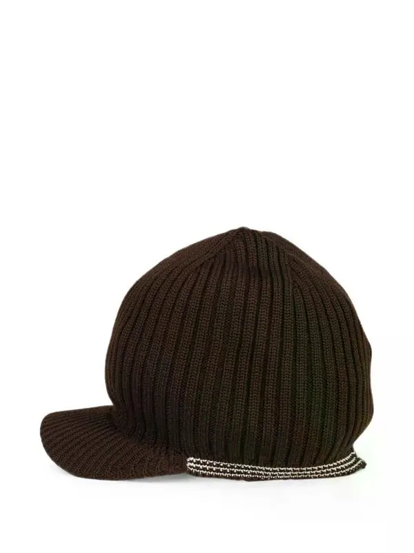 WALES BONNER Ribbed-knit Peaked-brim Beanie Hat