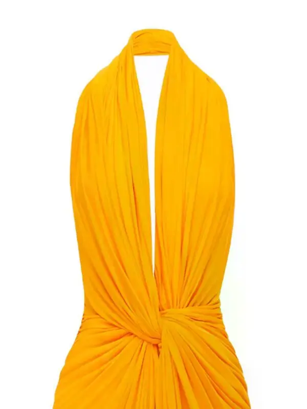 Alex Perry Halterneck Twist-detail Maxi Dress - Orange