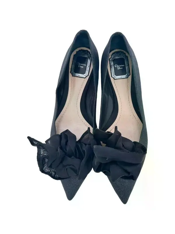 Dior Rose-embellished Pointed Ballet Flats