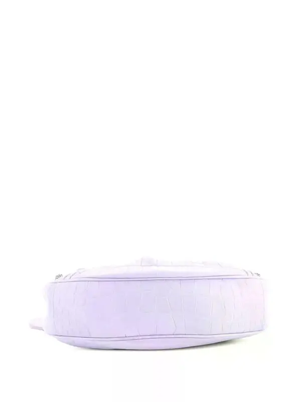 Balenciaga Le Cagole Giant Studs Hobo Bag In Crocodile Embossed Leather - Purple