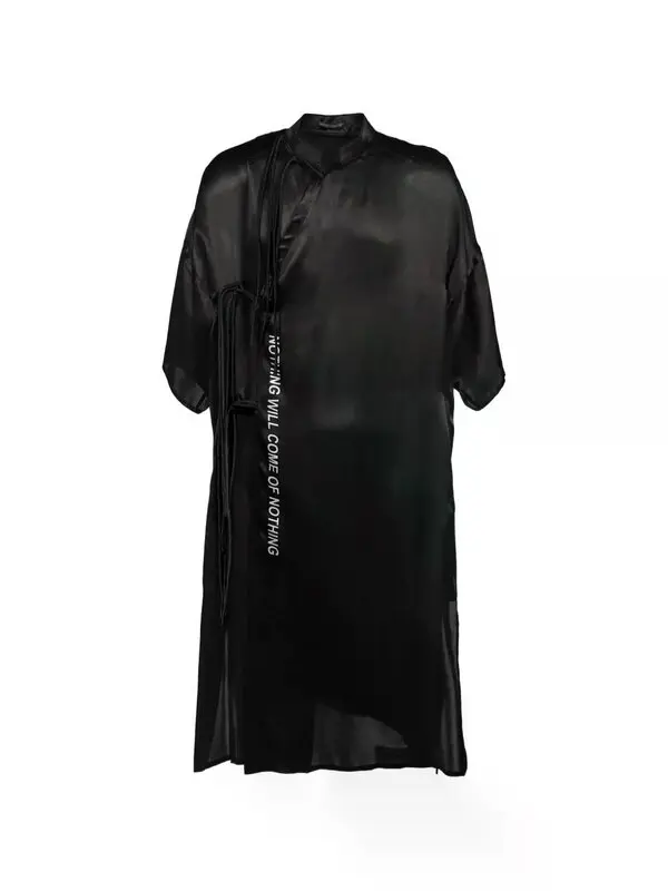 Yohji Yamamoto Fringe-detail Slogan-print Shirt - Black