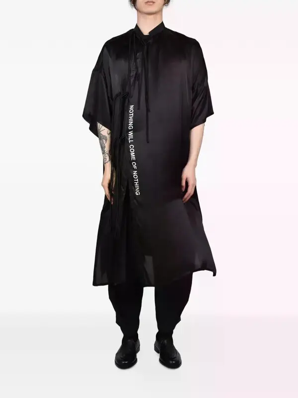 Yohji Yamamoto Fringe-detail Slogan-print Shirt