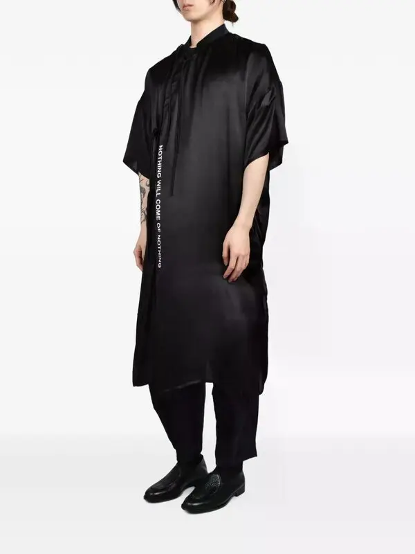 Yohji Yamamoto Fringe-detail Slogan-print Shirt