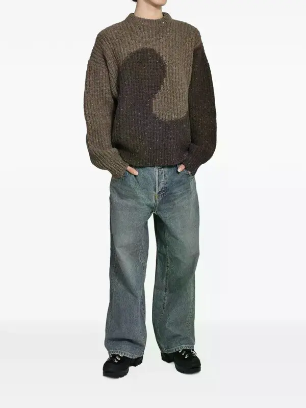 ERL Swirl Rib-knit V-neck Sweater