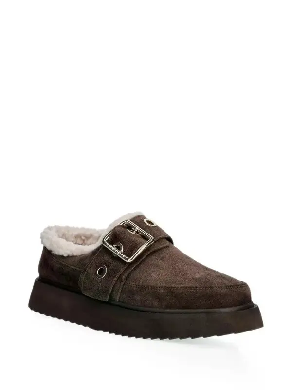 Inuikii Buckle-fastening Shearling-lined Slippers - Brown