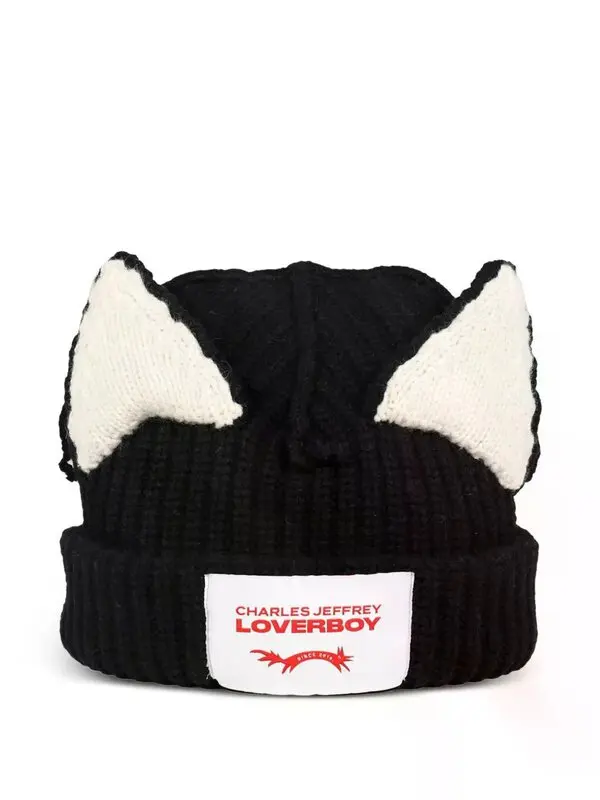 CHARLES JEFFREY Chunky-knit Ears Beanie Hat - Black