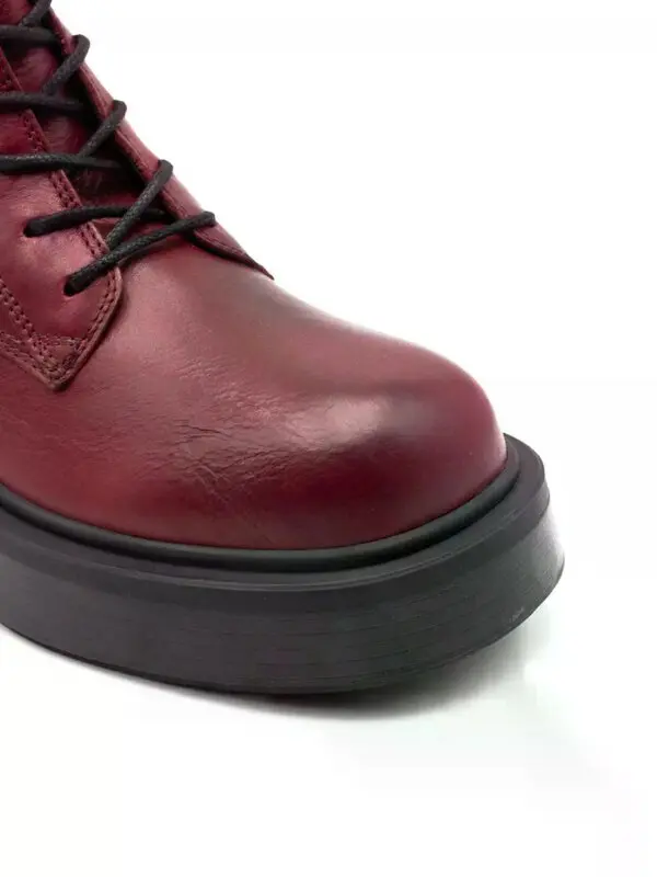 VIC MATIE Leather Lace-up Ankle Boots - Red