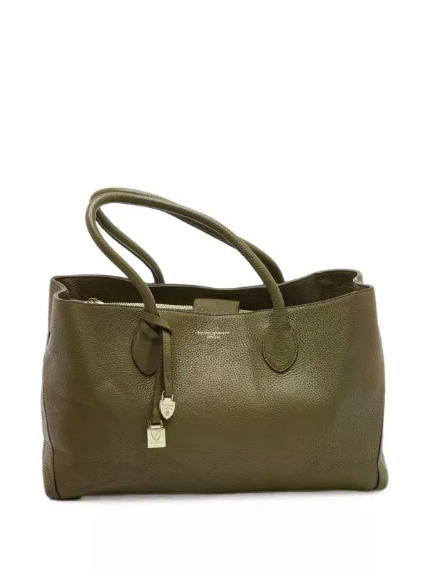 ASPINAL OF LONDON Pebbled Shopper Tote Bag - Green