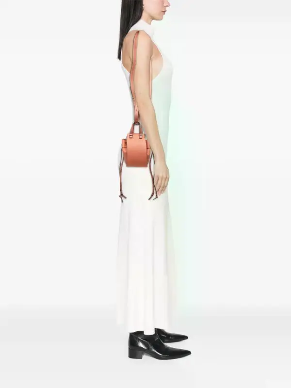 Loewe Grained Calfskin Drawstring Hammock Bag Satchel - Orange