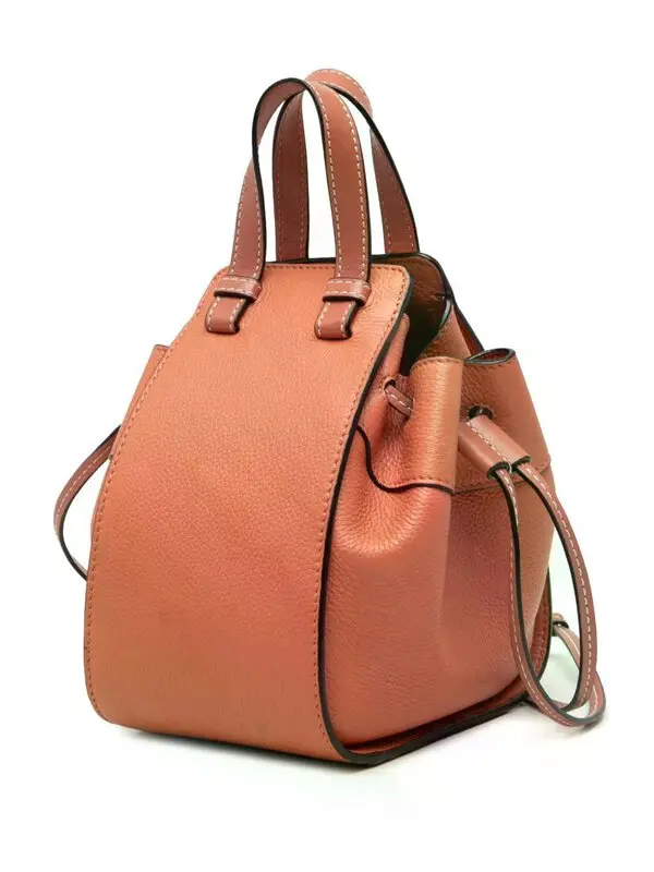 Loewe Grained Calfskin Drawstring Hammock Bag Satchel - Orange