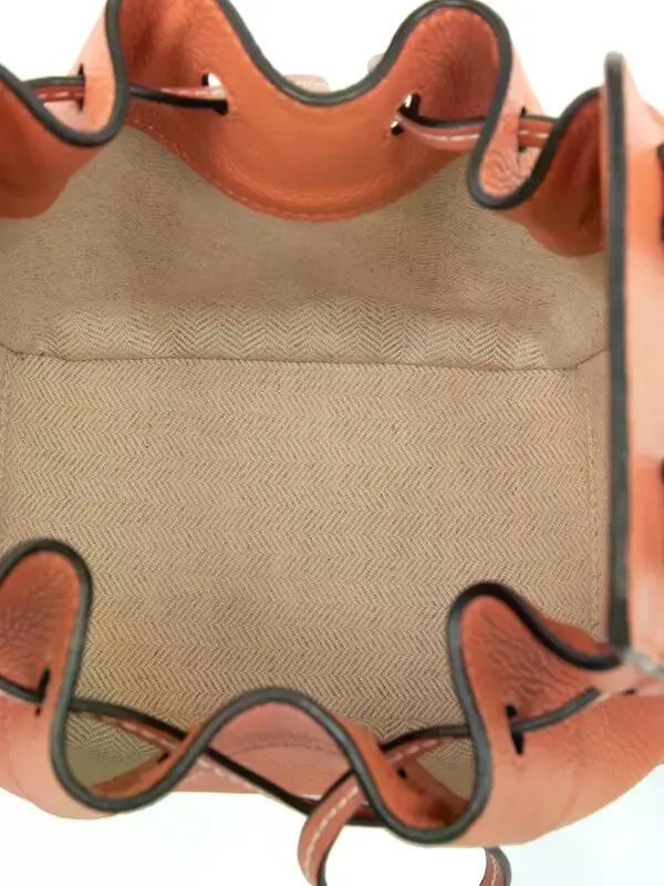 Loewe Grained Calfskin Drawstring Hammock Bag Satchel - Orange