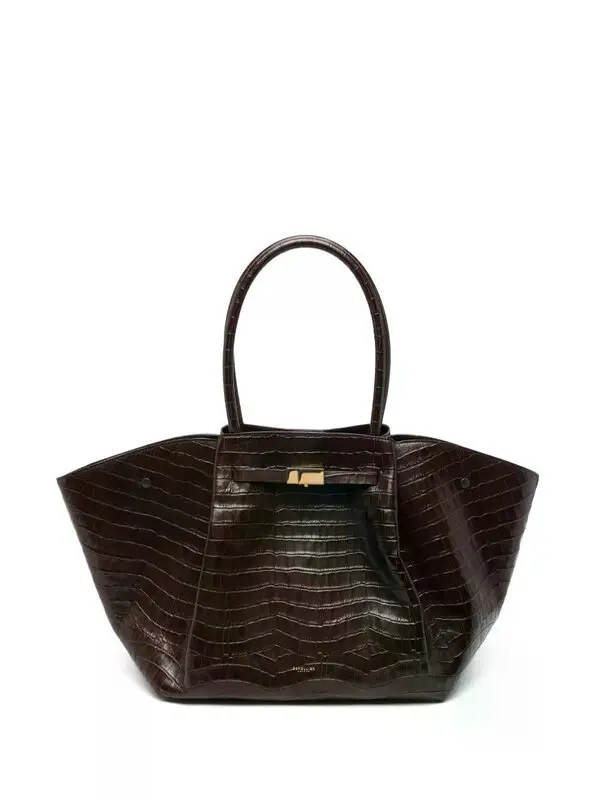 DEMELLIER Croc-effect Leather Tote Bag - Brown