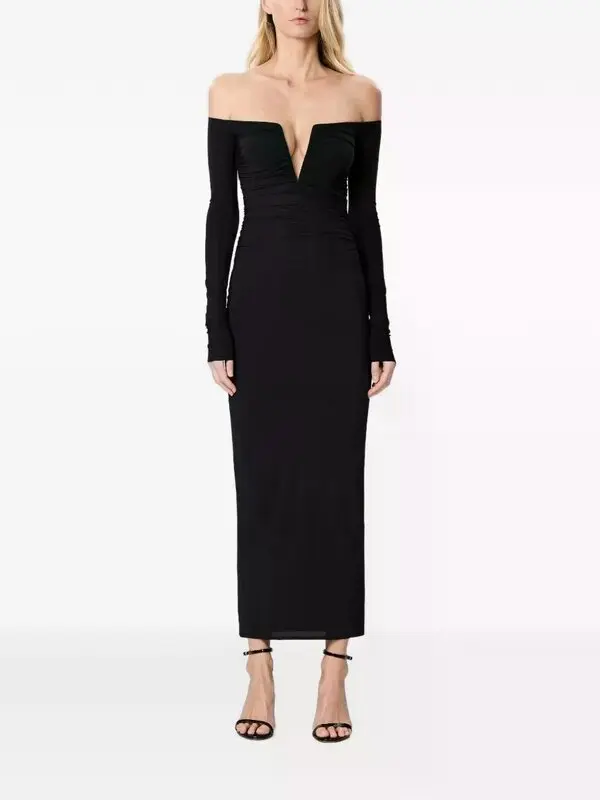 AMAZUIN Gathered Off-the-shoulder Midi Dress
