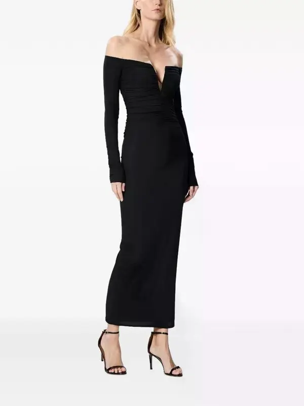 AMAZUIN Gathered Off-the-shoulder Midi Dress