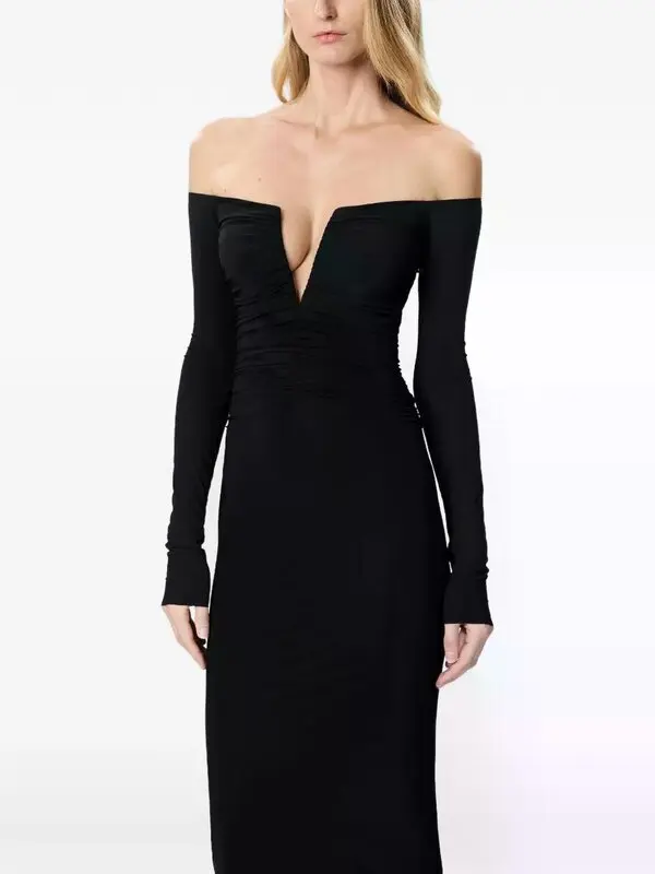 AMAZUIN Gathered Off-the-shoulder Midi Dress