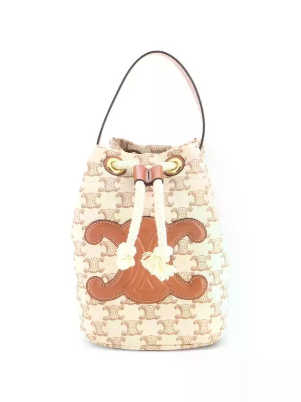Celine Triomphe Canvas And Leather Bucket Bag - Brown
