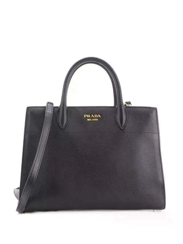 Prada Bibliotheque Saffiano With City Calf Medium Tote Bag