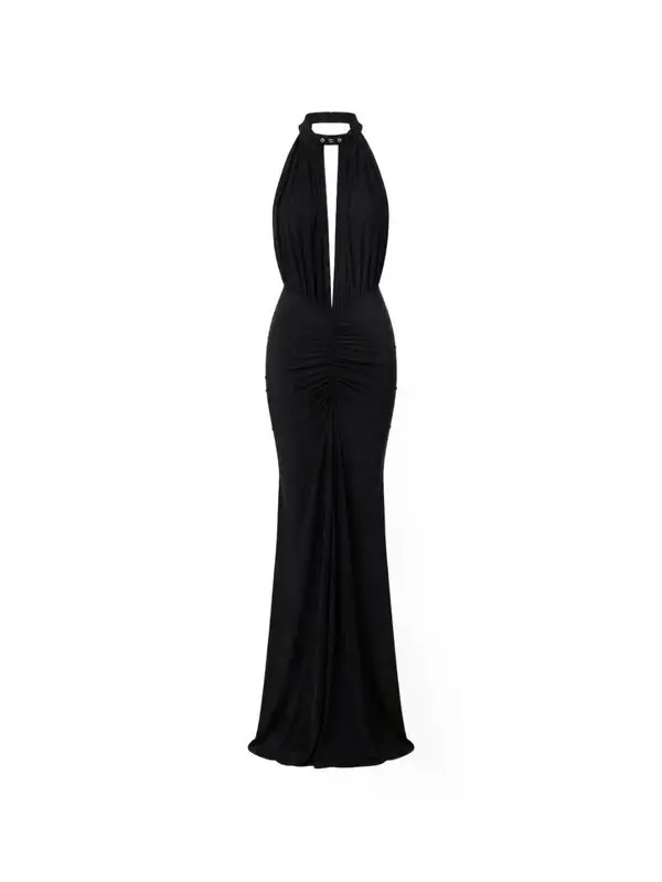 AMAZUIN Glenn Asymmetric Gathered-bodice Maxi Dress