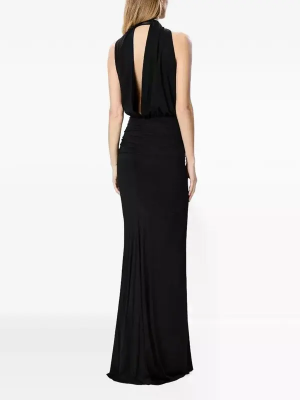 AMAZUIN Glenn Asymmetric Gathered-bodice Maxi Dress