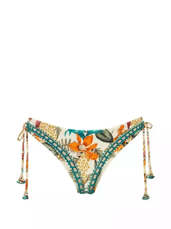 DEL MAAR Kani Floral-print Crochet Bikini Bottoms - White