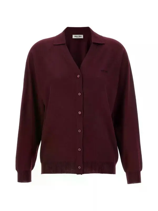 Miu Miu Logo-intarsia Wool Cardigan