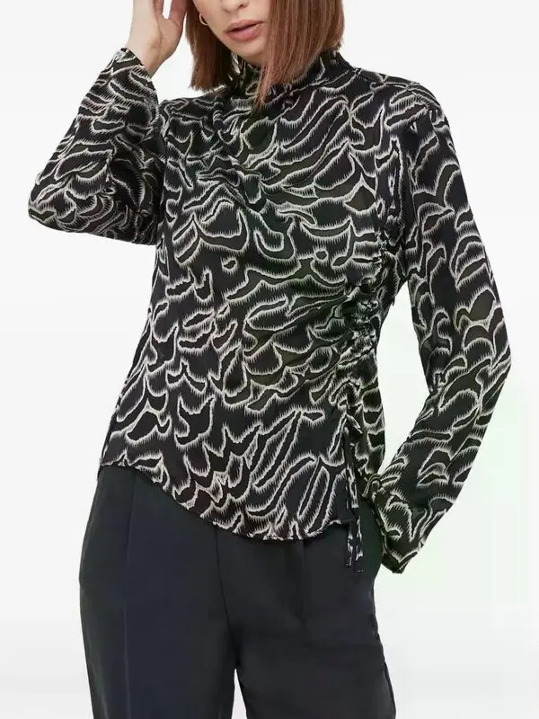 Sisley High-neck Abstract-print Top