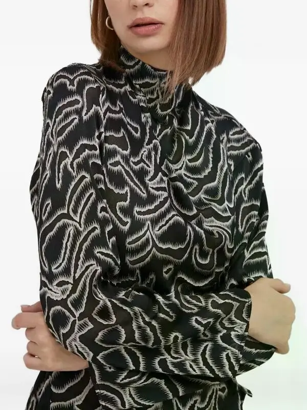 Sisley High-neck Abstract-print Top