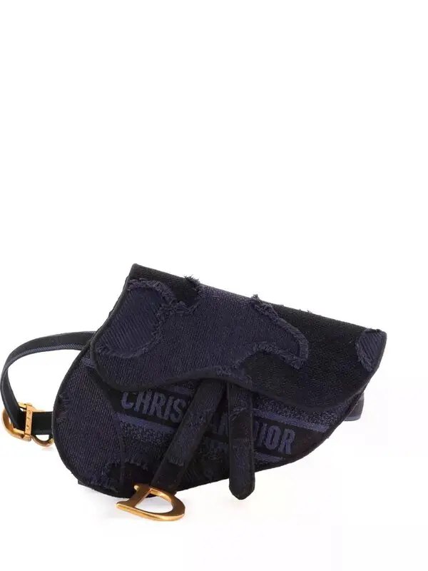 Dior Saddle Camouflage Embroidered Canvas Belt Bag - Blue