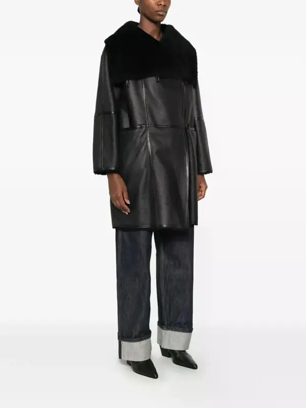 EMMETI Shearling-collar Leather Coat
